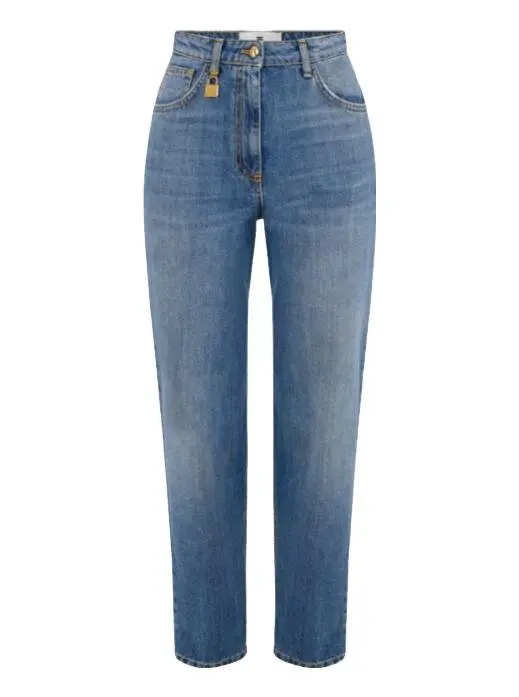 Elisabetta Franchi Embellished Padlock Balloon Jeans - Vintage Blue