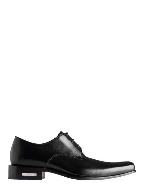 Balenciaga Concorde Derby Shiny Calfskin Leather Shoes - Black