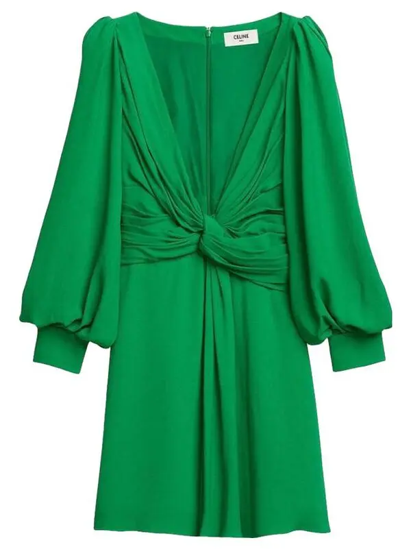 Celine V-neck Long-sleeved Dress - Green