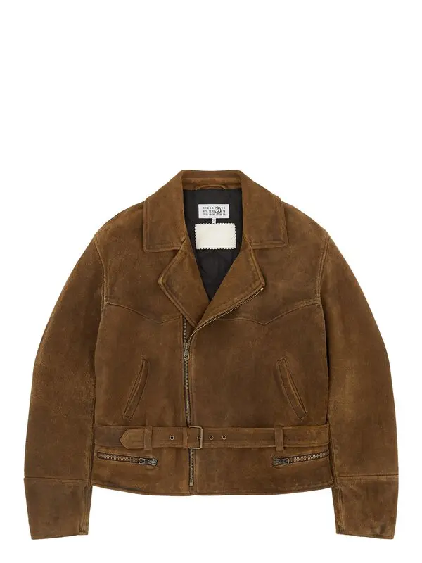 MAISON MARGIELA Asymmetrical Biker Jacket - Brown