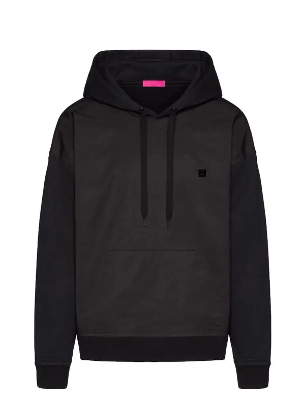 Valentino Garavani Oversized Cotton-blend Hoodie With Rivet Detail - Black