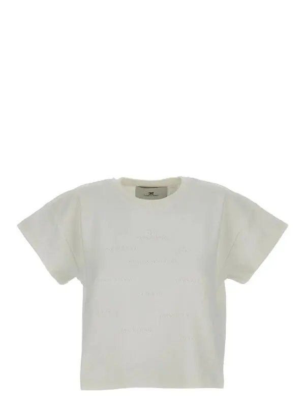 Elisabetta Franchi Crewneck T-shirt With Logo Lettering - White