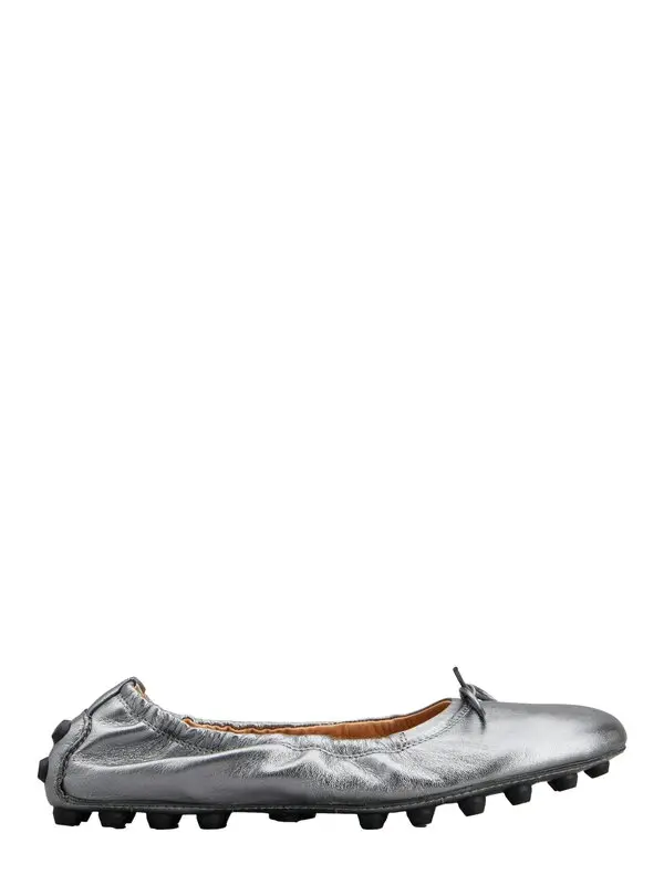 TOD'S Metallic Leather Ballet Flats - Gray
