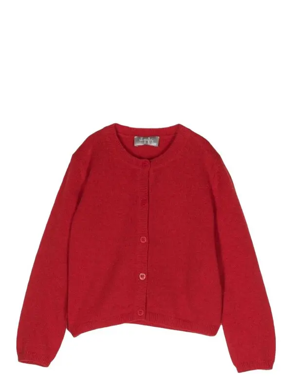 IL GUFO Round Neck Virgin Wool Cardigan - Red