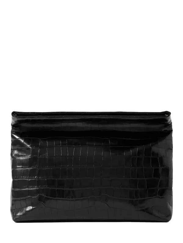 NILI LOTAN Jerry Croc-effect Leather Clutch - Black