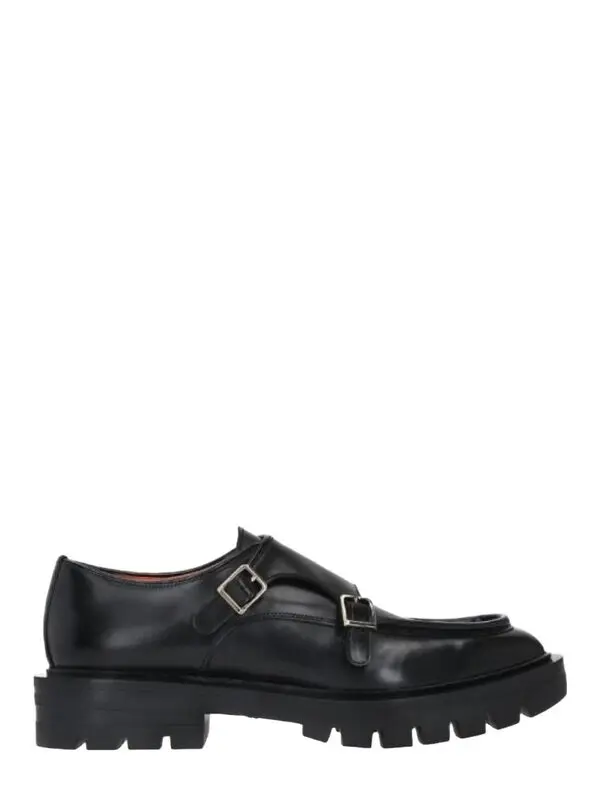 Santoni Double Monk Strap Loafers - Black