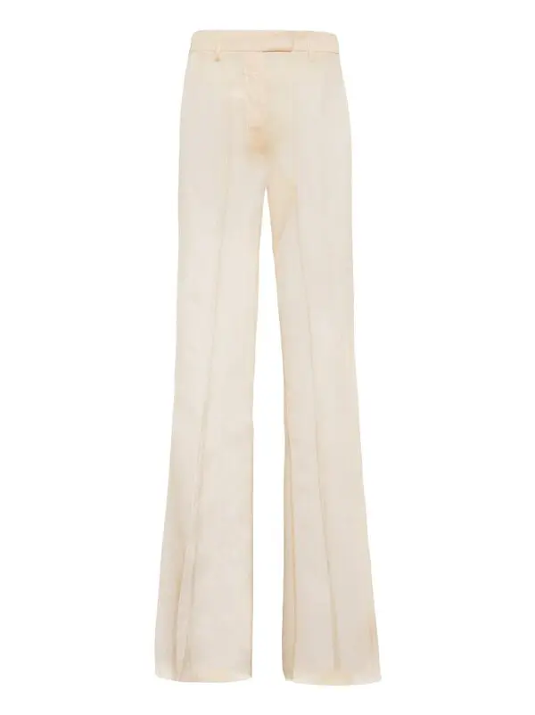 Prada High-waist Tonal Stitch Flared Trousers - Desert Yellow