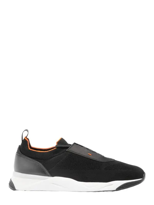Santoni Panelled Knitted Sneakers - Black