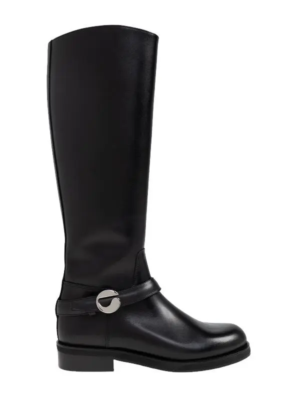 Coperni Knee High Buckle Strap Boots - Black