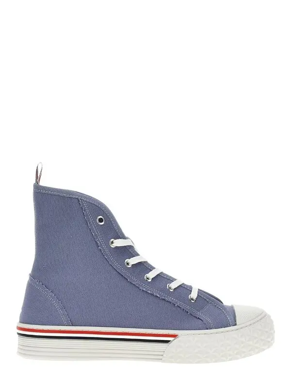 Thom Browne Rwb Stripe Round Toe High Top Sneakers - Blue