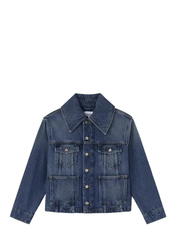GANNI Pocket Detailed Denim Trucker Jacket - Blue
