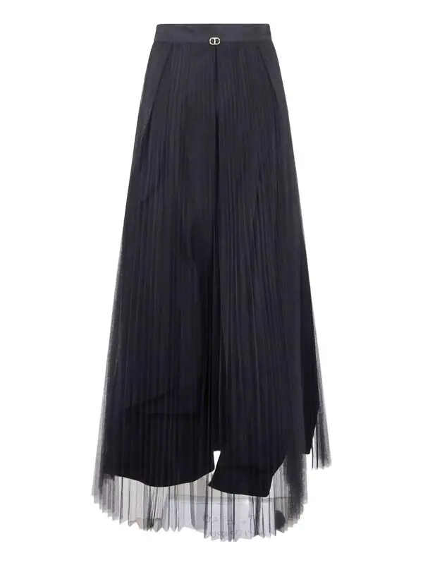 TWINSET Pleated Tulle Maxi Skirt - Black