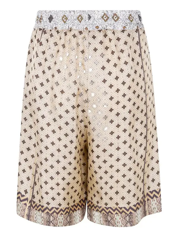 PIERRE-LOUIS MASCIA Geometric Print Elastic Waist Shorts - Nude