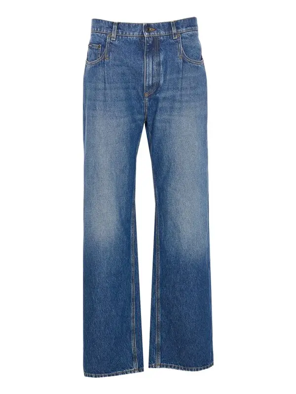 Dolce & Gabbana Logo Plaque Straight Leg Jeans - Blue