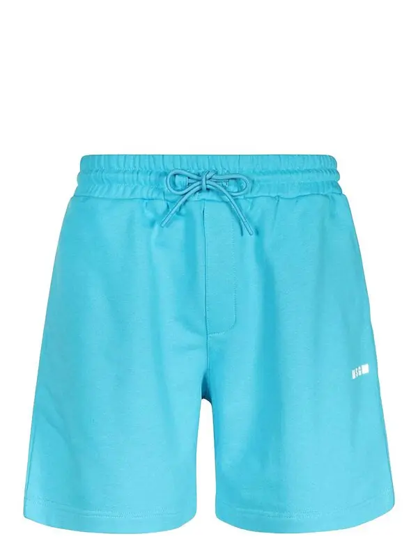 MSGM Logo Printed Drawstring Track Shorts - Blue