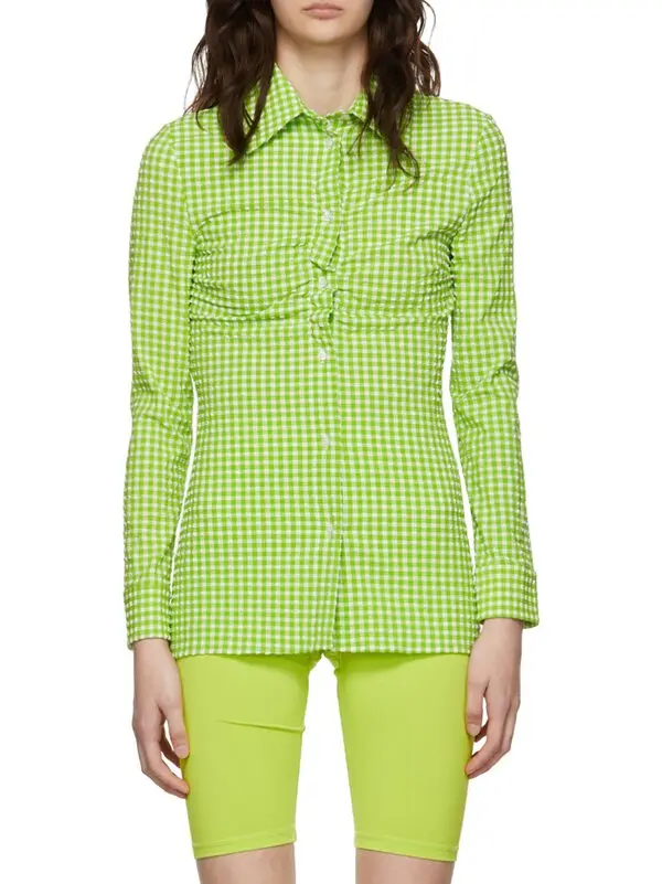 MSGM Plaid Shirt With Classic Collar And Button Closure - Green
