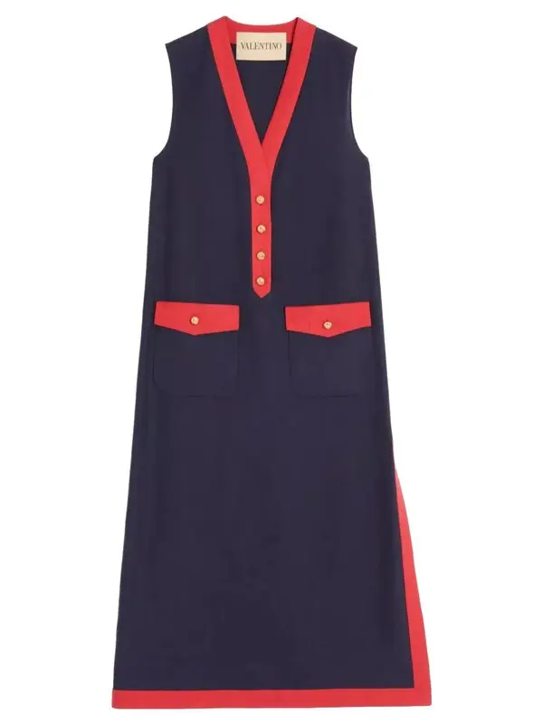 Valentino Garavani V-neck Sleeveless Midi Dress - Indigo/paris