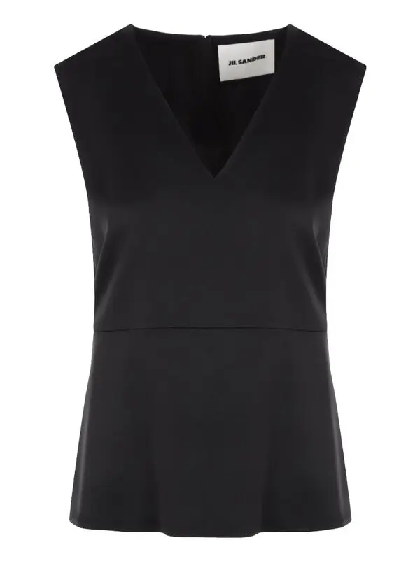 JIL SANDER V-neck Sleeveless Top - Black