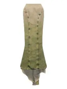 Rick Owens Distressed Dégradé Denim Maxi Skirt - Green