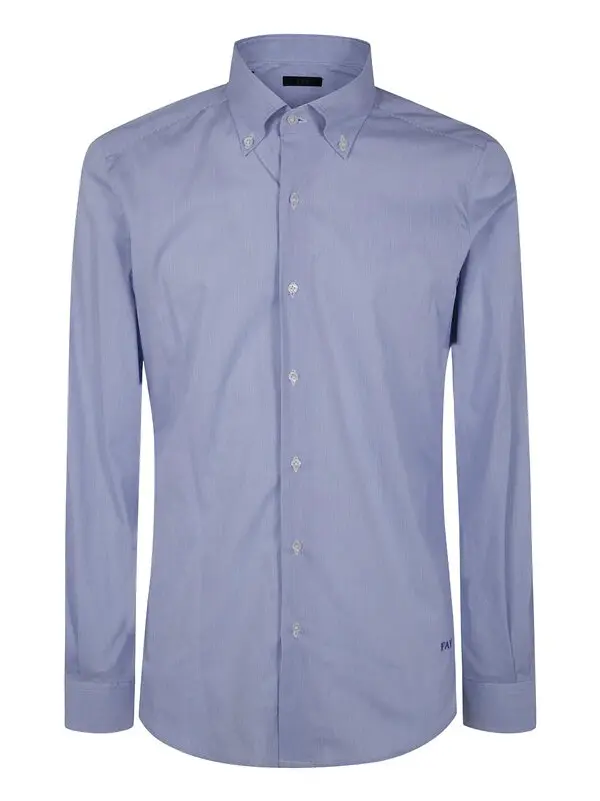 FAY Logo-embroidered Shirt - Blue