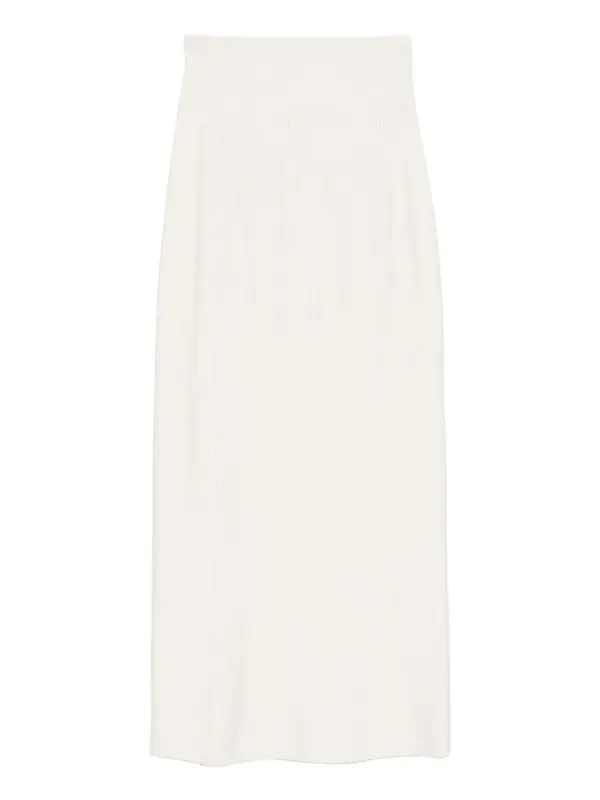 MUGLER Ribbed Detail Midi Skirt - White