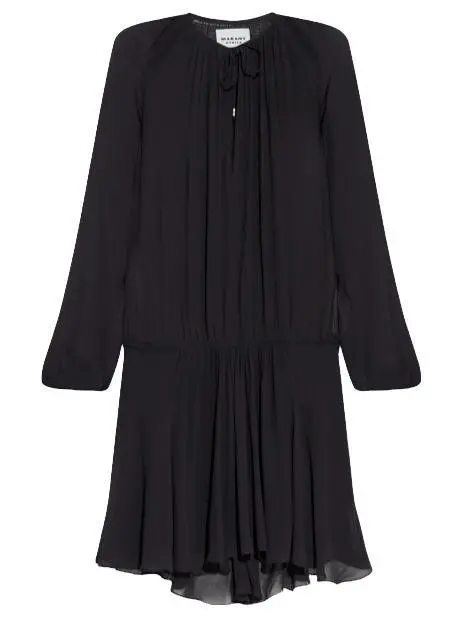Isabel Marant Étoile Long Sleeve Drawstring Pleated Dress - Black