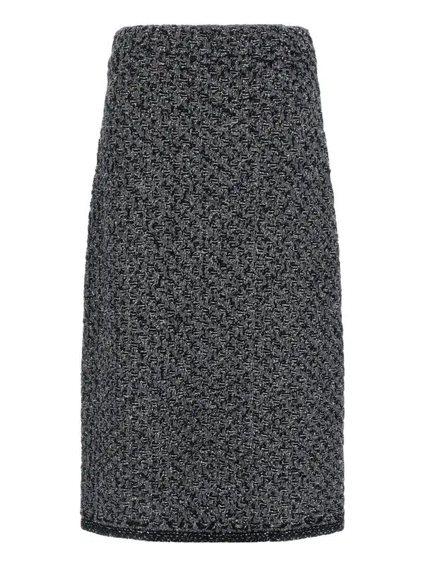 Fabiana Filippi Tweed Midi Skirt With Micro-sequins - Blue