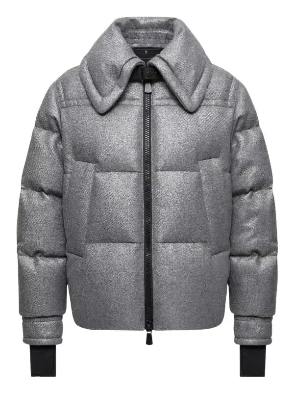 Moncler Sandane Metallic Wool Blend Short Down Jacket - Grey