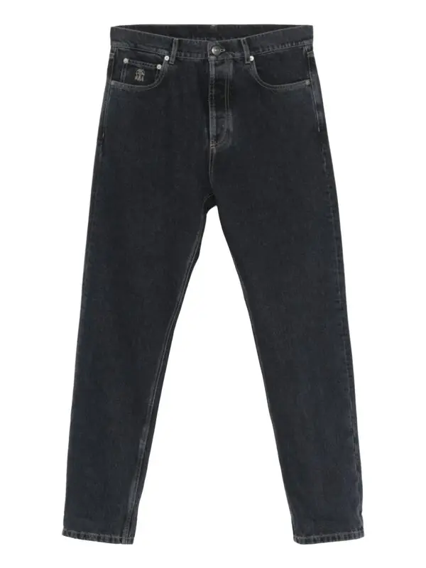Brunello Cucinelli Logo-embroidered Jeans - Black