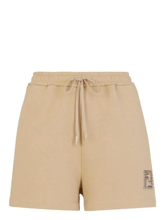 Fendi Ff Sequin-embellished Drawstring Shorts - Beige