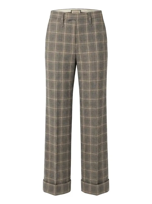 Gucci Prince Of Wales Checked Tailored Trousers - Gray