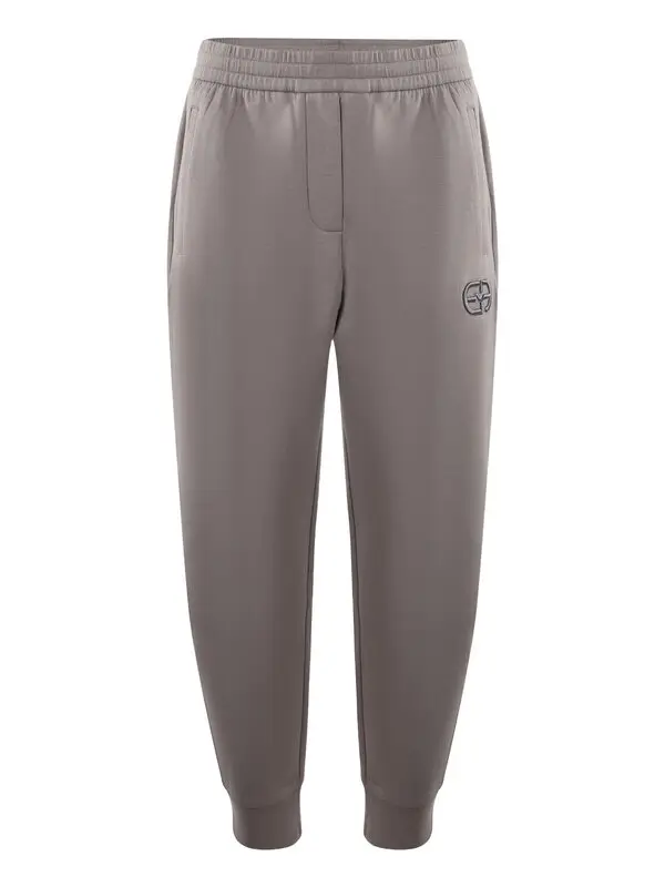Emporio Armani Logo-embroidered Tapered Leg Pants - Gray
