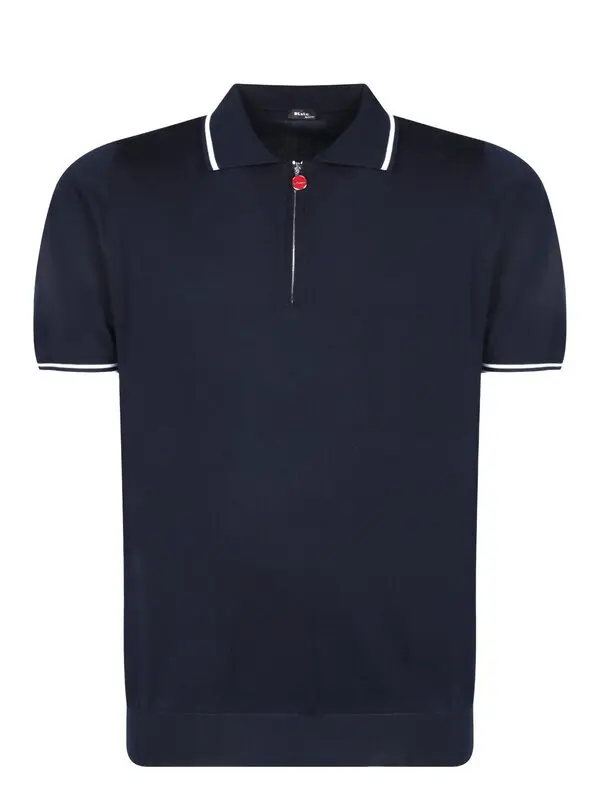 Kiton Zipped Knitted Polo Shirt - Black