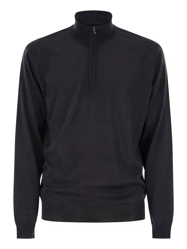 John Smedley Barrow High Neck Knitwear With Quarter Zip - Black