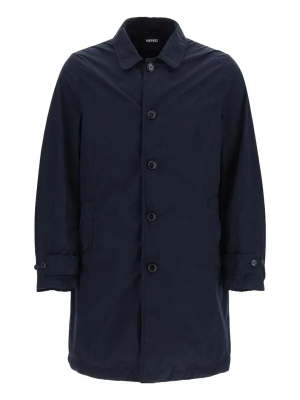 Aspesi Single Breasted Compact Raincoat - Black