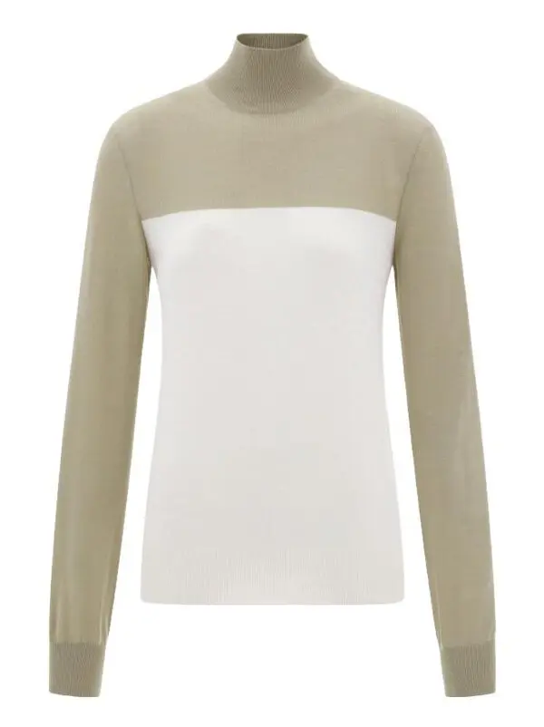 FERRAGAMO Color-blocked Turtleneck - White Sage/burnt Sage