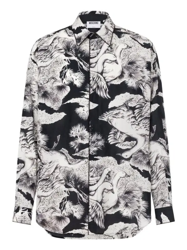 Moschino Swan-print Buttoned Shirt - Grey