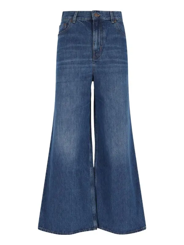 Chloé Logo Patch Wide-leg Jeans - Blue