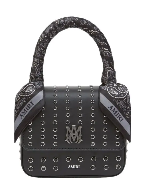 Amiri Micro Ma Bag With Stud Detailing And Paisley Scarf - Black