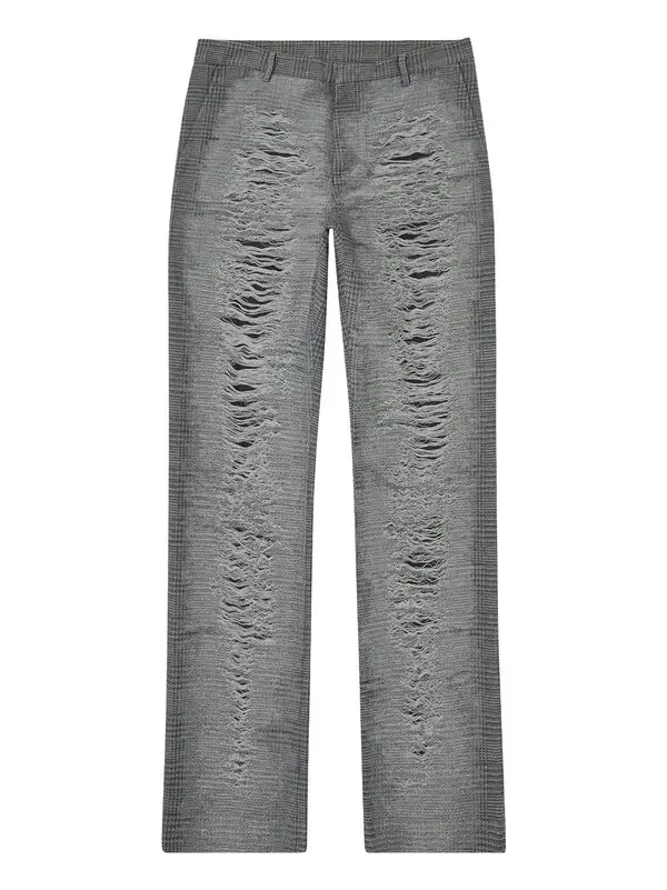 DIESEL® Distressed Plaid Trousers - Grey