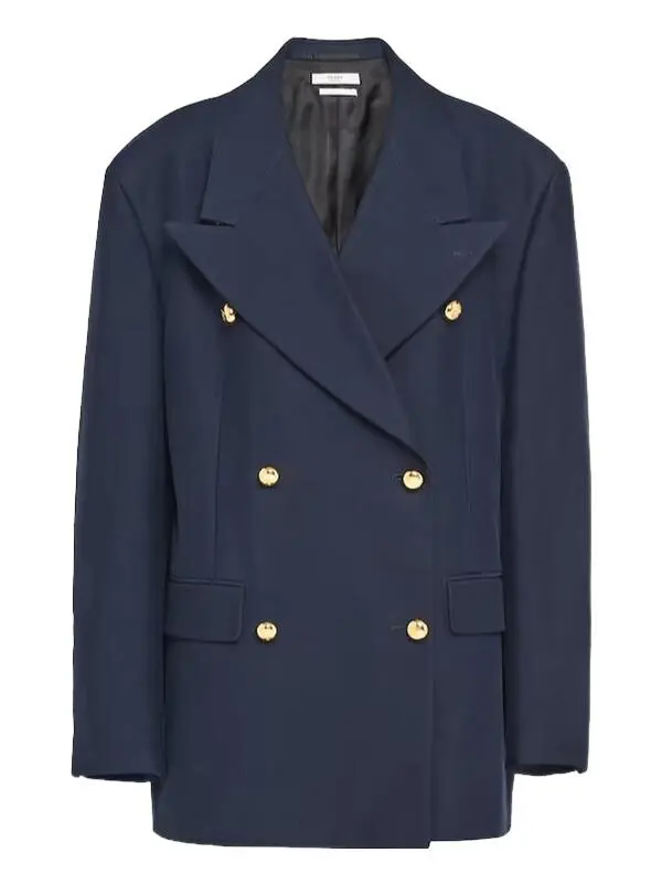 Prada Double-breasted Cotton Satin Jacket - Blue
