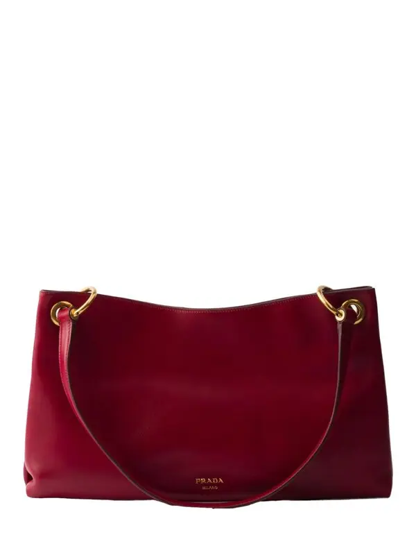 Prada Etude Leather Shoulder Bag - Ruby Red