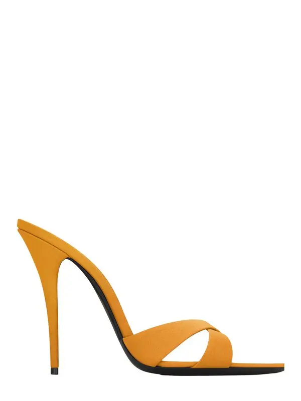 Saint Laurent Open Toe Stiletto Sandals With Criss-cross Detailing - Yellow