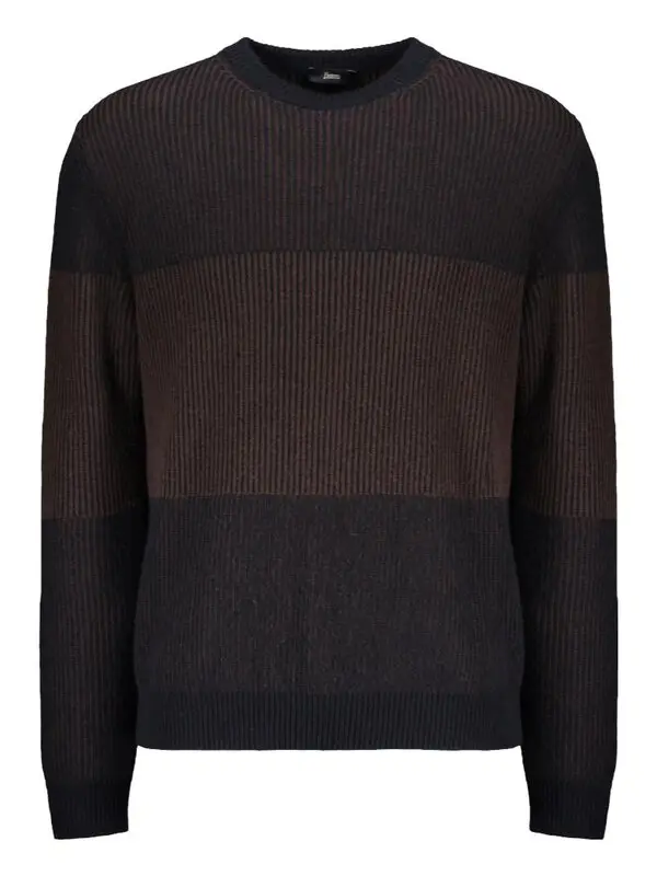 Herno Block Stripe Knitted Sweater - Black