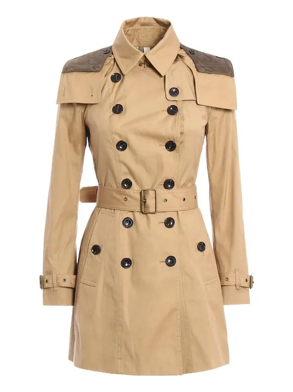 Burberry Double-breasted Trench Coat With Removable Hood - Nude