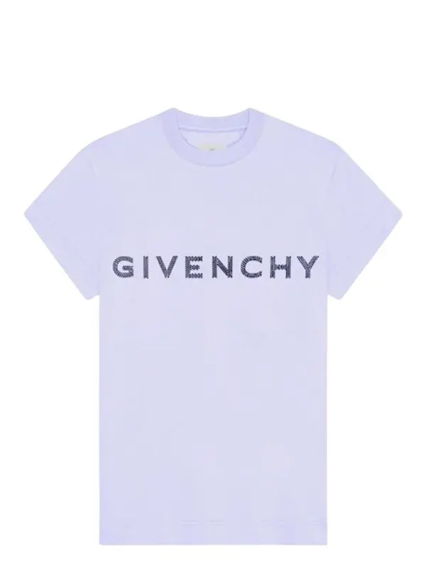 Givenchy Slim Fit T-shirt With Rhinestone Logo - Lavender