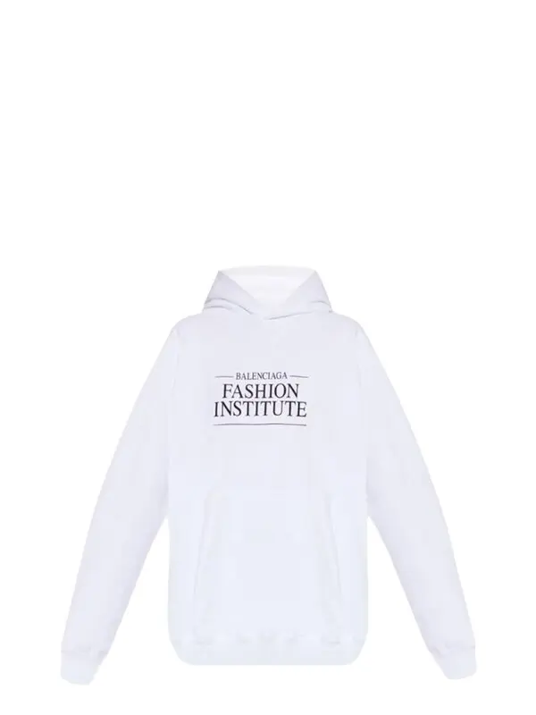 Balenciaga Logo Printed Hoodie - White