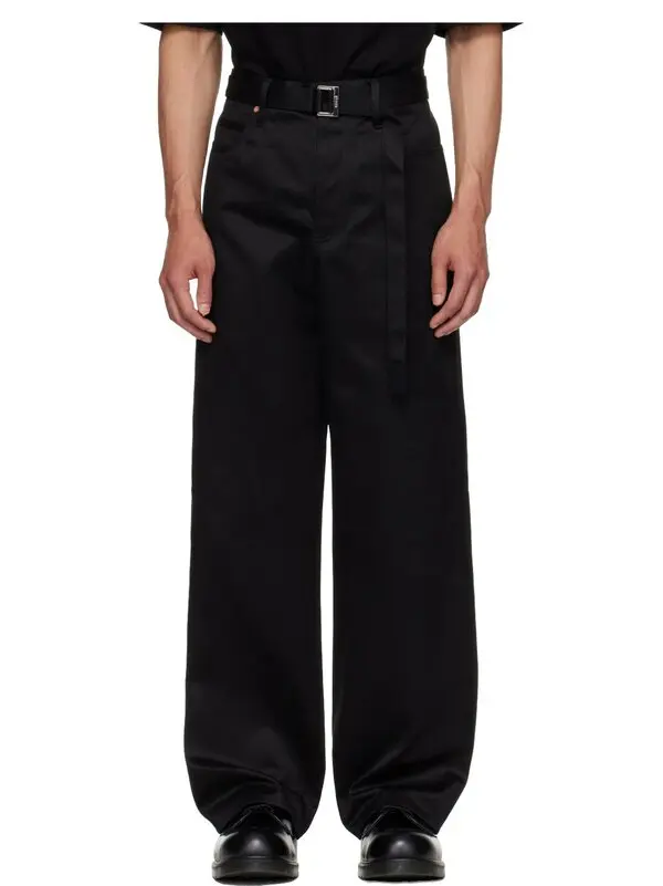 Sacai Belted Wide-leg Trousers - Black