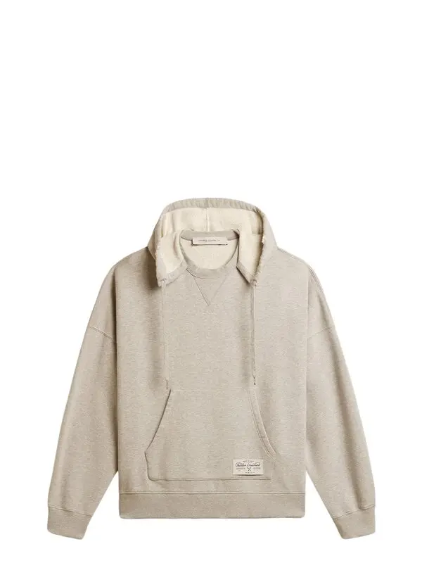 GOLDEN GOOSE Logo Printed Drawwstring Hoodie - Aluminum Grey