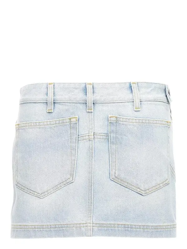 Attico Denim Skirt With Side Buckle Detail - White